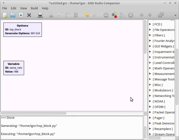 GnuRadio: Урок 1, Signal Source, Audio source, фильтры